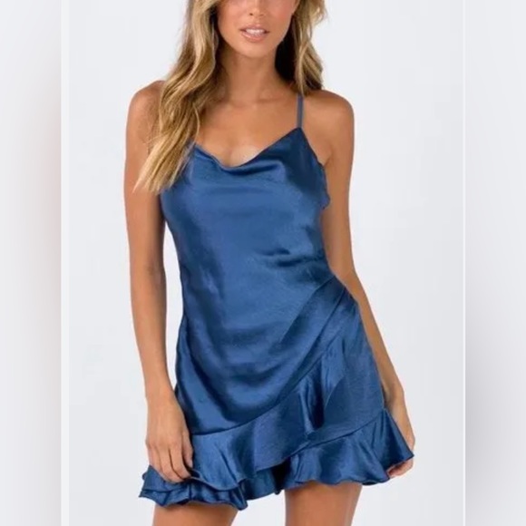 Princess Polly | Dresses | Rare Princess Polly Blue Silk Mini Dress ...